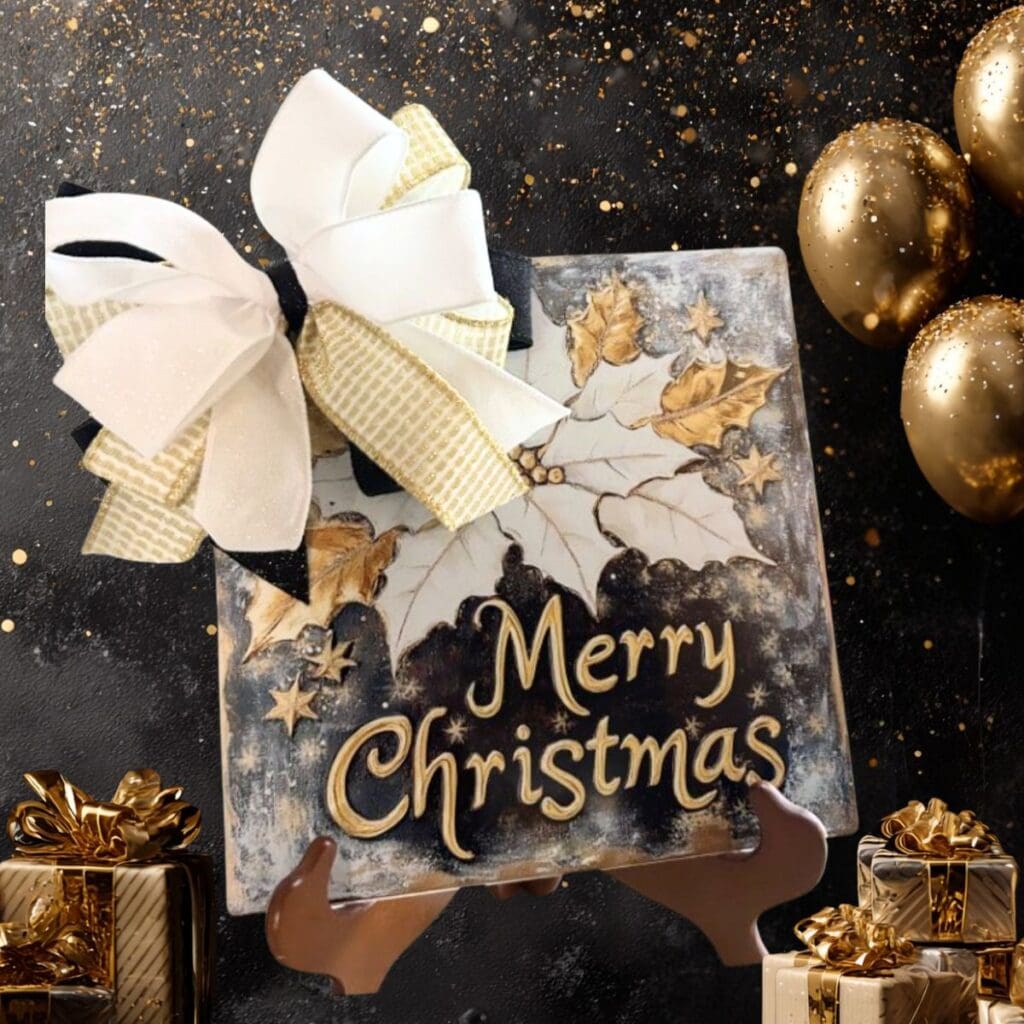 Christmas Bow Tutorial for Signs: Simple 10" Metal Sign Decor | Jeannie ...